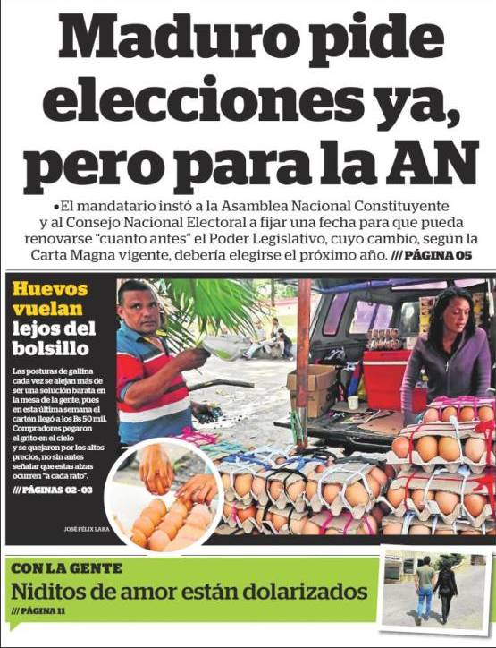 Portadas de los principales Periódicos de Venezuela, martes 06/08/2019 ...