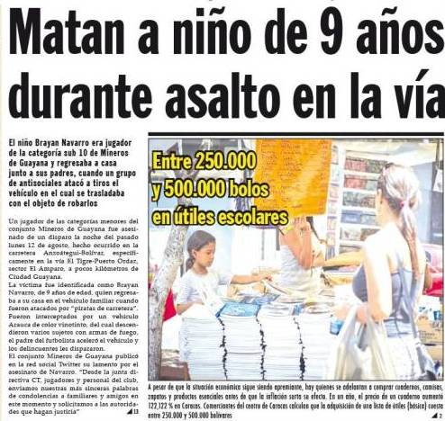 Portadas de los principales Periódicos de Venezuela, miércoles 14/08 ...